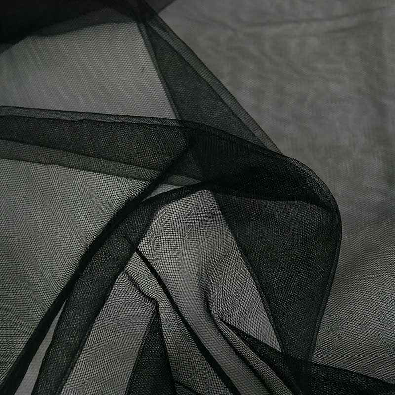 Tissu tulle fin uni - noir