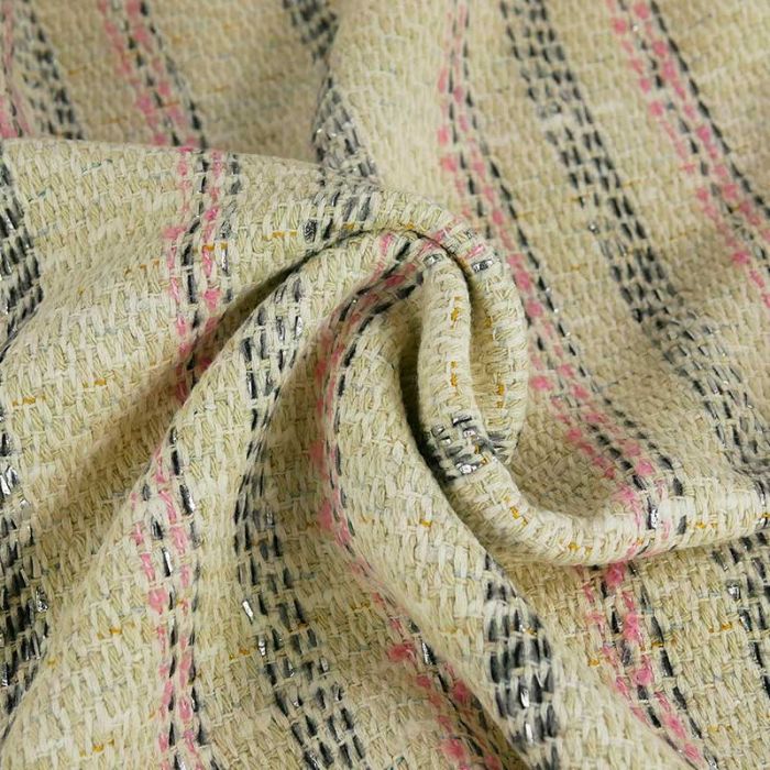 Tissu lainage tweed coton lurex haute couture - écru