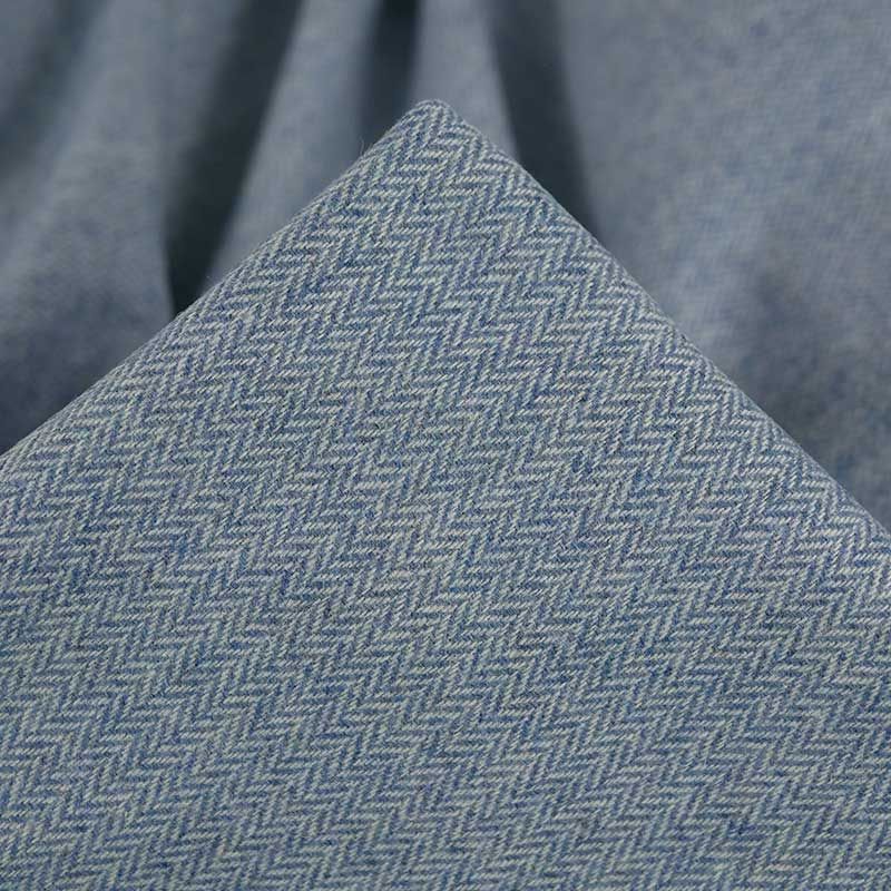 Tissu lainage fin chevrons haute couture - bleu de gris