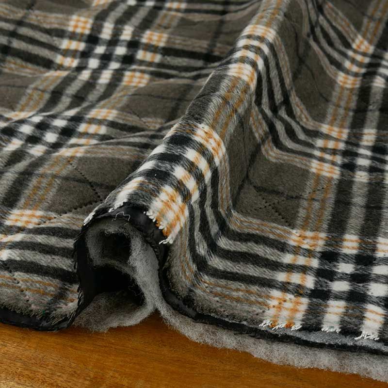 Tissu Lainage Fin Matelassé à Motif Tartan - Gris, Idéal pour Vestes et ...